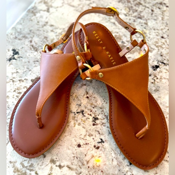 Kelly & Katie | Shoes | Kelly Katie Tan Sandals With Adjustable Straps ...